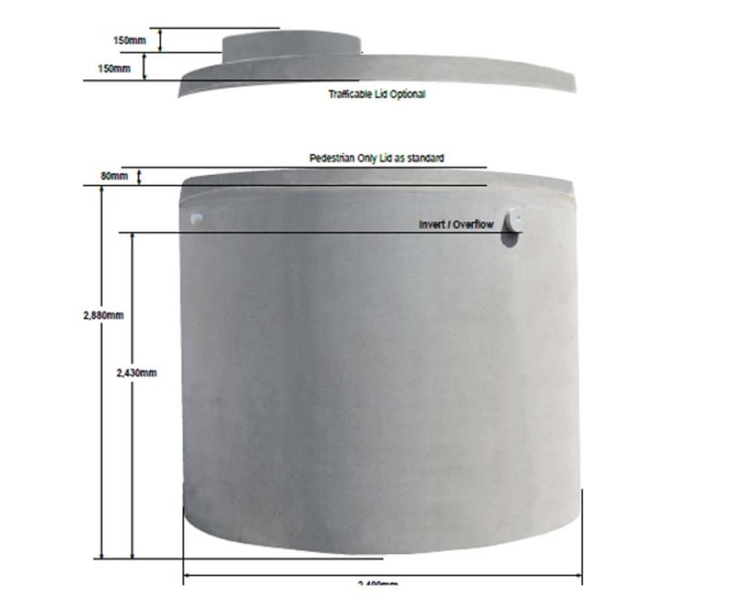 10,000L Slim Concrete Tank - Basix Plastix